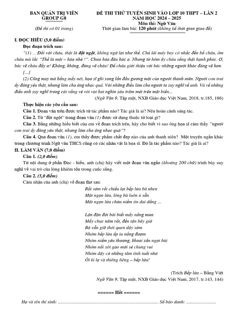 Huong Dan Cham Ngu Van Khao Sat Lan 2 g8 | PDF