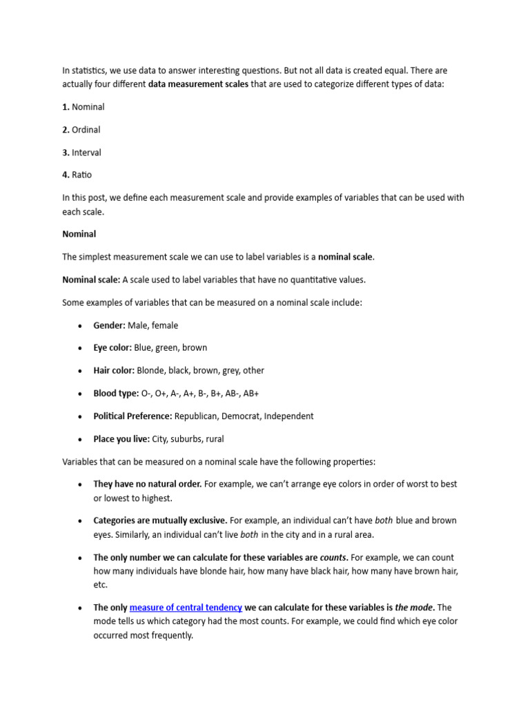 scales of measurement | PDF | Level Of Measurement | Measurement