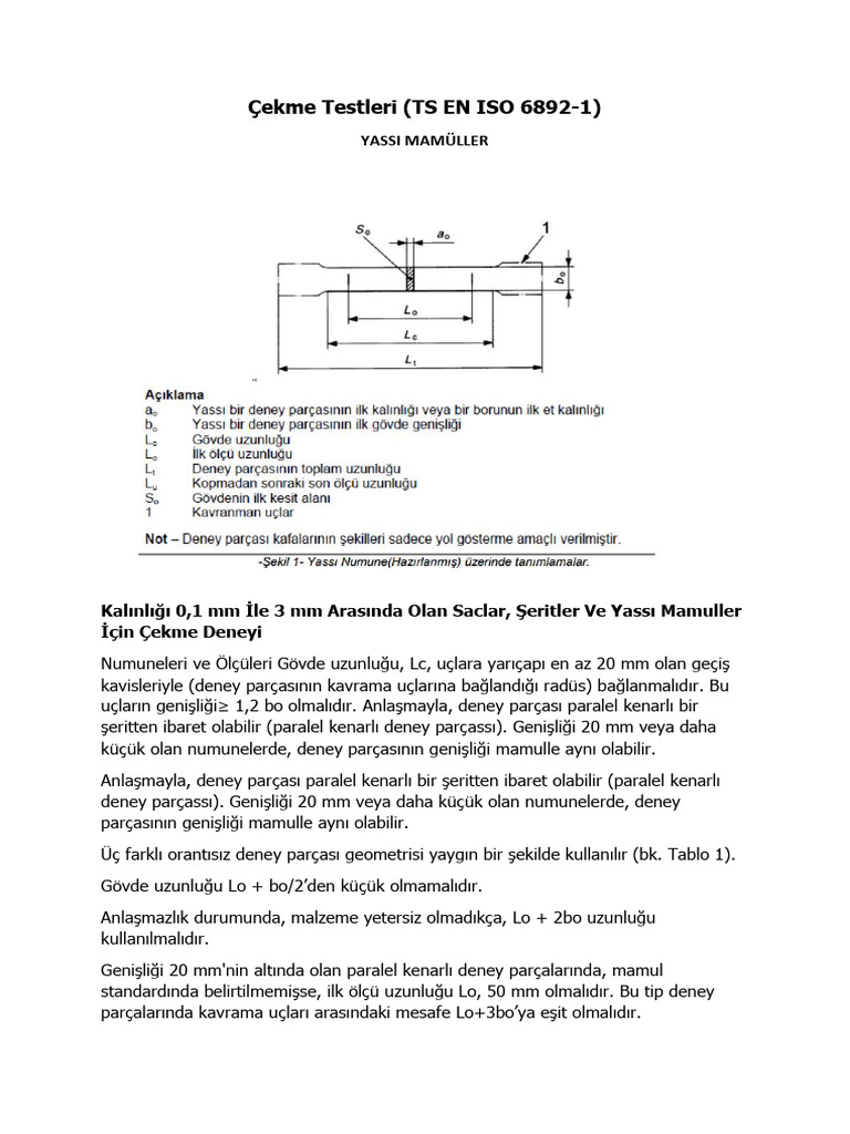 Çekme Testi̇ Numneleri̇ (En 6892-1) | PDF