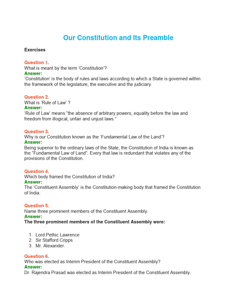 Selina Concise Civics Solutions Class 9 Chapter 1 Our Constitution And