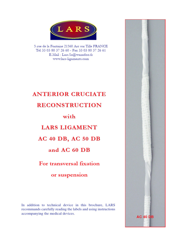 LARS Ligament Anterior Cruciate Reconstruction | PDF | Musculoskeletal ...