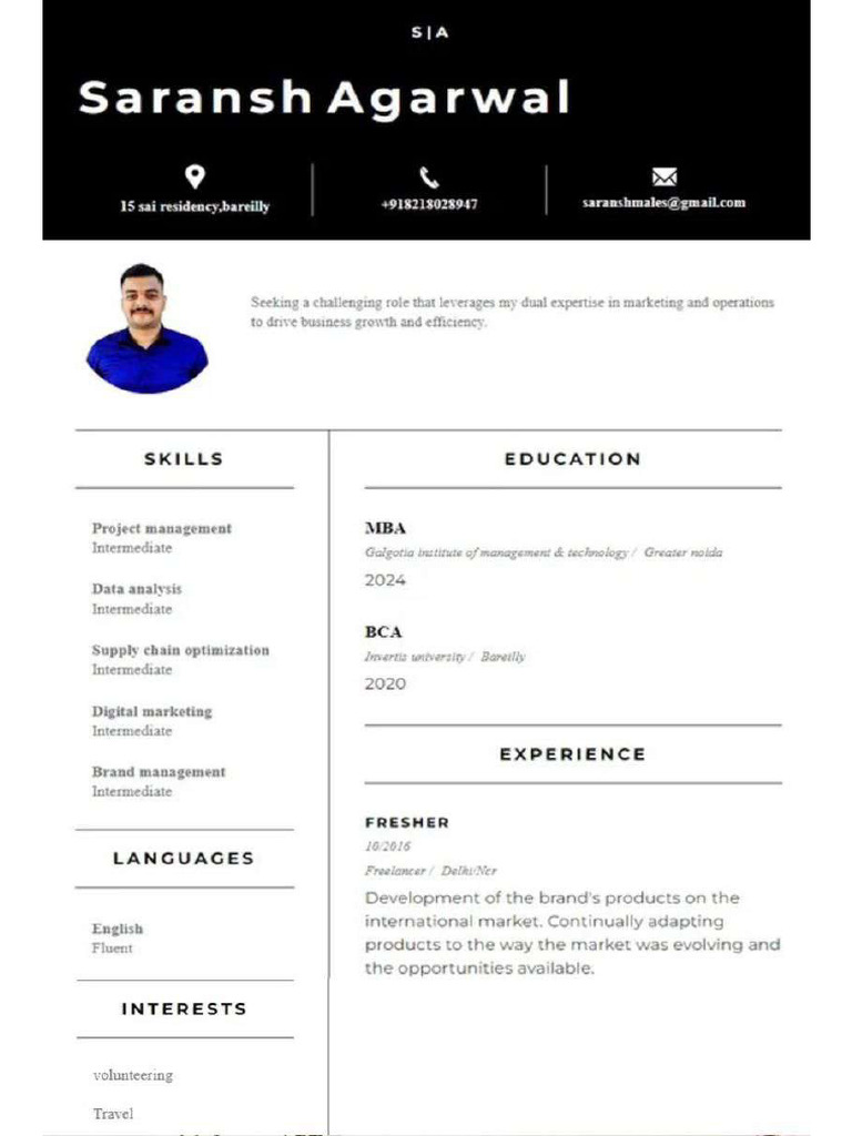 CV Saransh Agarwal | PDF