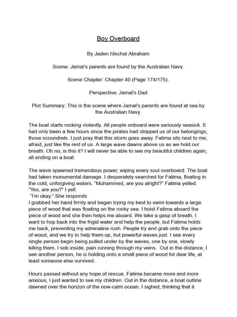 Boy Overboard Re-Writing Assessment | PDF | Water Transport