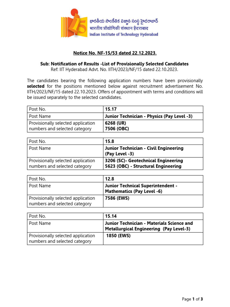 NF15-Notice No. 53 (1) | PDF | Physical Sciences | Engineering