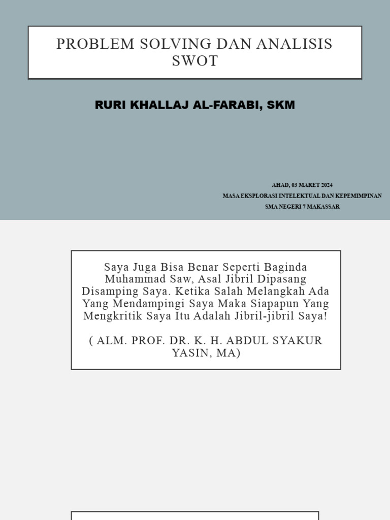 Problem Solving Dan Analisis Swot | PDF