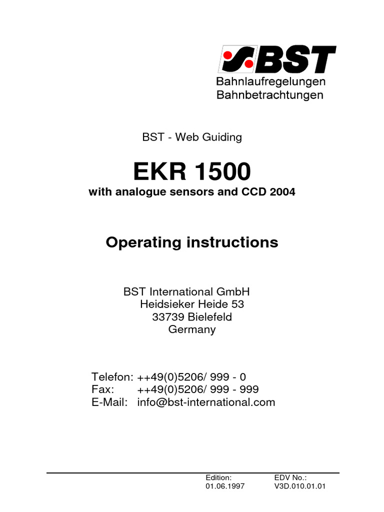 EKR 1500 Web Guiding System Manual | PDF | Amplifier | Power Supply