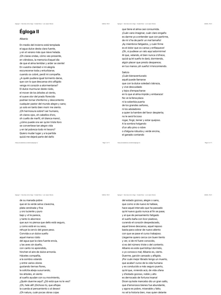 Égloga II - Garcilaso de La Vega - Ciudad Seva - Luis López Nieves | PDF