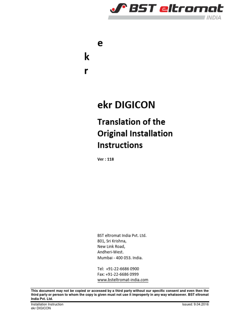Operating Manual BST Ekr DIGICON 118 | Download Free PDF | Parameter (Computer Programming ...