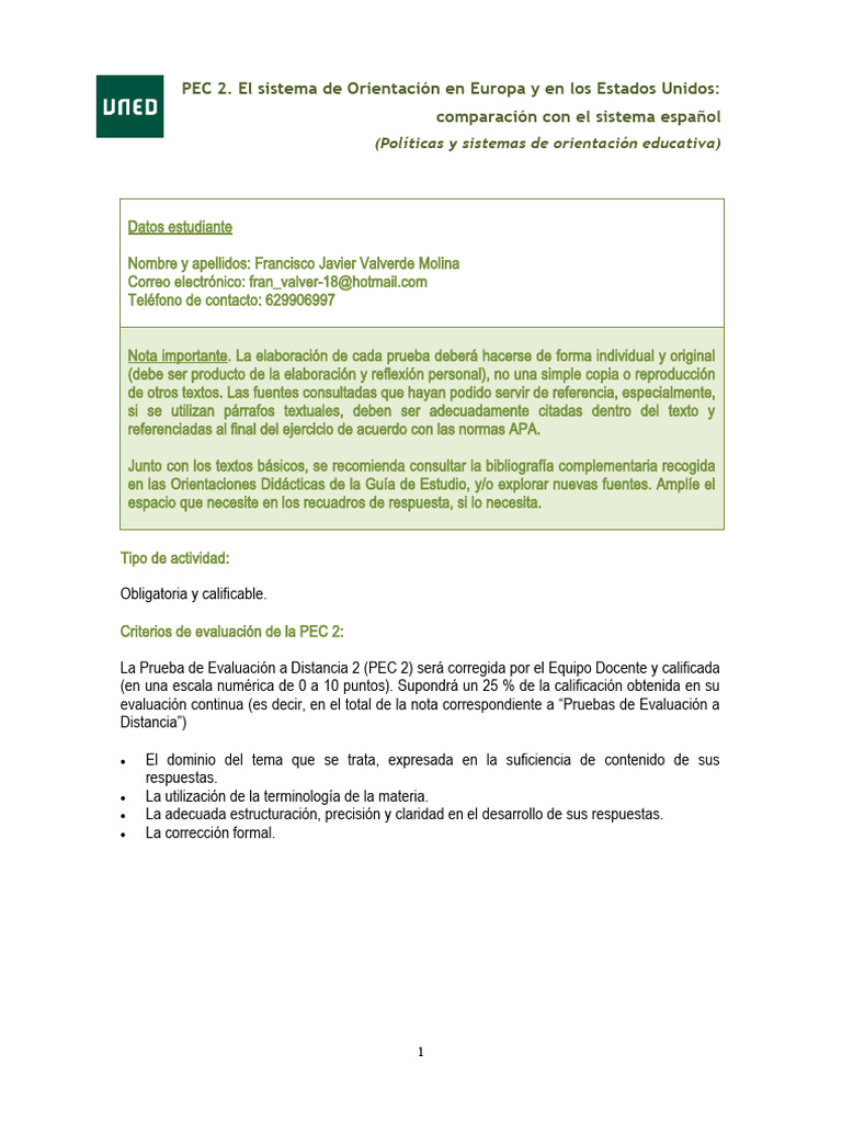 Pec 2 | PDF | Evaluación | España