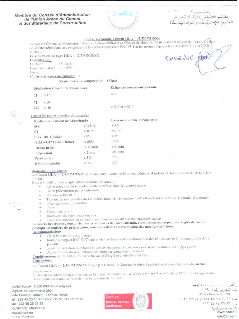 Certifficate of Cement CEM III-42,5 | PDF