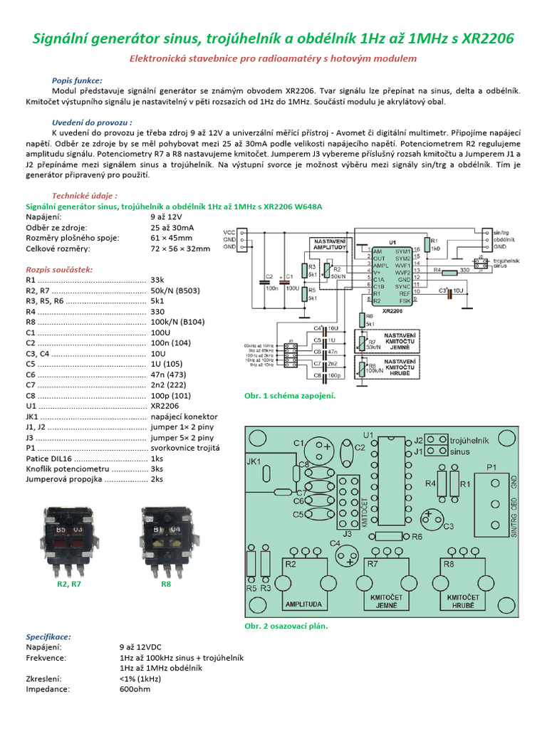 XR2206 Popis | PDF