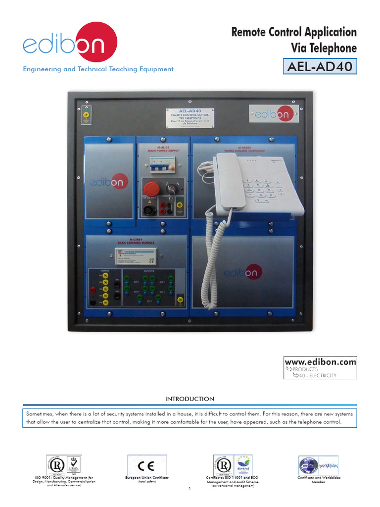AEL-AD40: Remote Control Application Via Telephone | PDF | Alternating ...