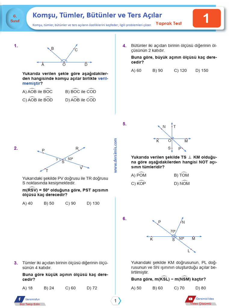 5 Komsu Tumler Butunler Ters Acilar 1 | PDF