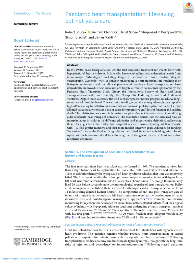 10 1017@s1047951123004146 | PDF | Transplant Rejection | Organ ...