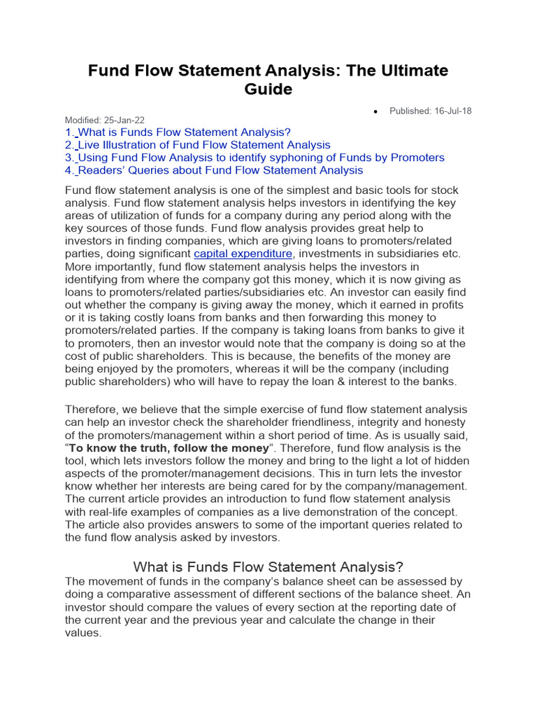 Fund Flow Statement Analysis | PDF | Equity (Finance) | Balance Sheet