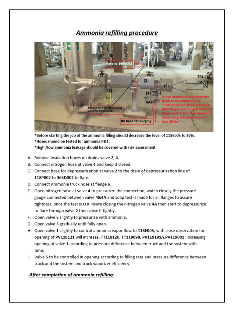 Ammonia Refilling Procedure Guide | PDF | Valve | Ammonia