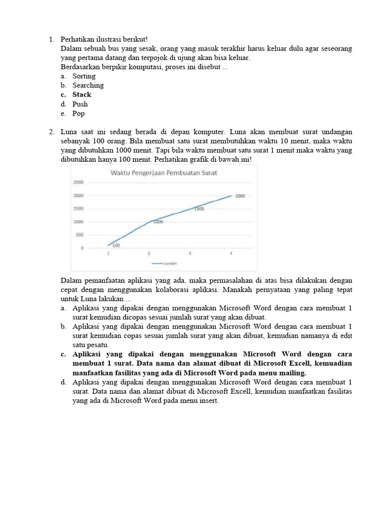Soal Literasi Numerasi - Informatika Fase e - Mira Santi - Sman 1 Tabukan | PDF