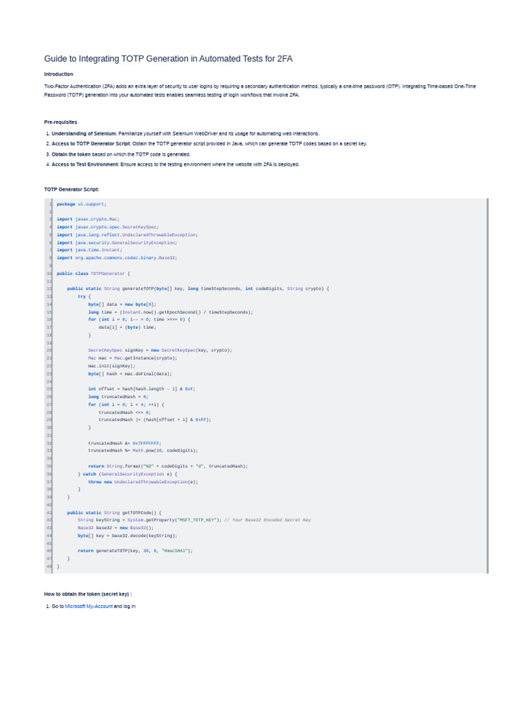 Spds Guide To Integrating Totp Generation In Automated Tests For 2fa