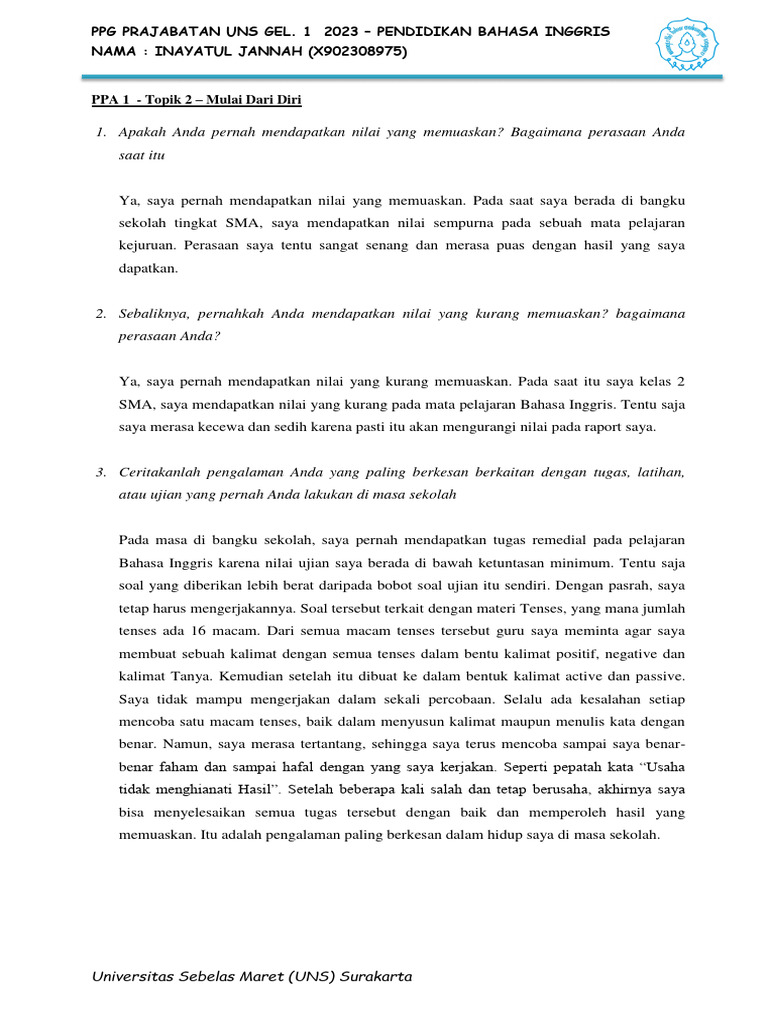 PPA 1 - Topik 2 - Mulai Dari Diri | PDF
