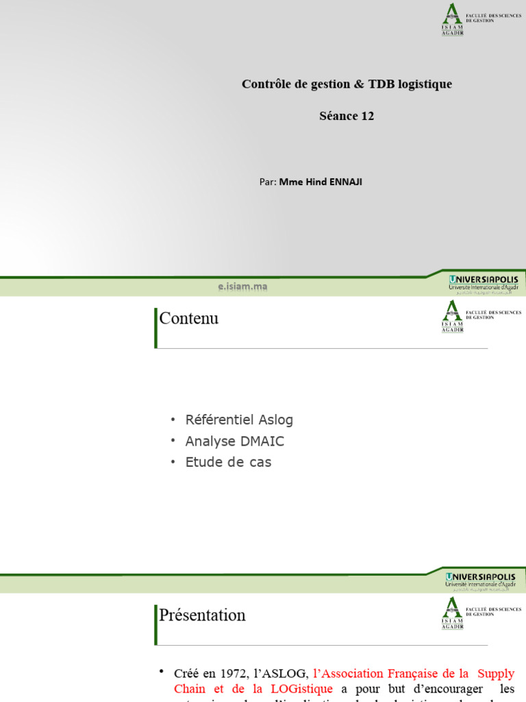 Séance 11 Dmaic Aslog | PDF | Logistique | Six Sigma