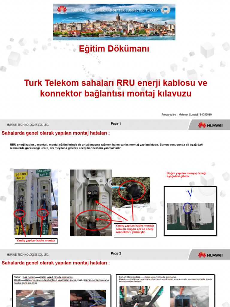 RRU Power Cable & Connector Eğitim Dökümanı - v2 | PDF