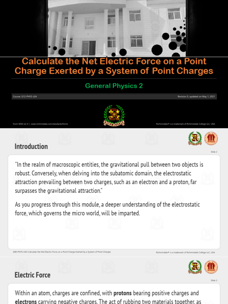 LP04 Gen - Phys 2 Calculate The Net Electric Force On A Point Charge ...
