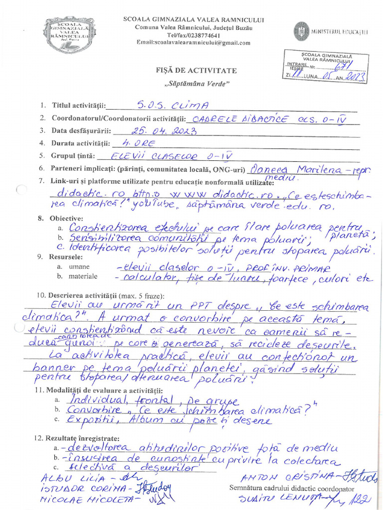 FISE DE ACT ECOLOGICE | PDF