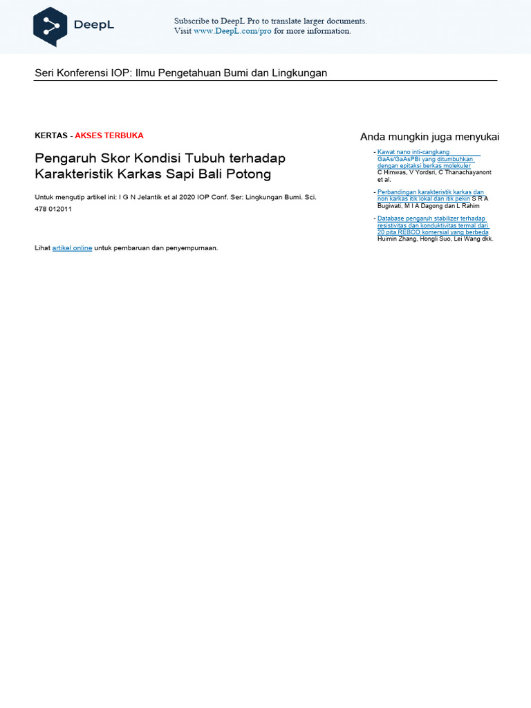 Influence of Body Condition Score On Carcass Id | PDF