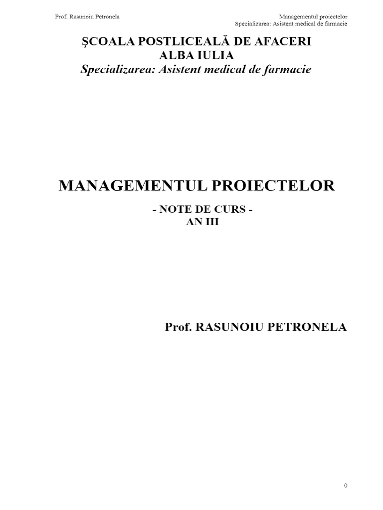 Managementul Proiectelor | PDF