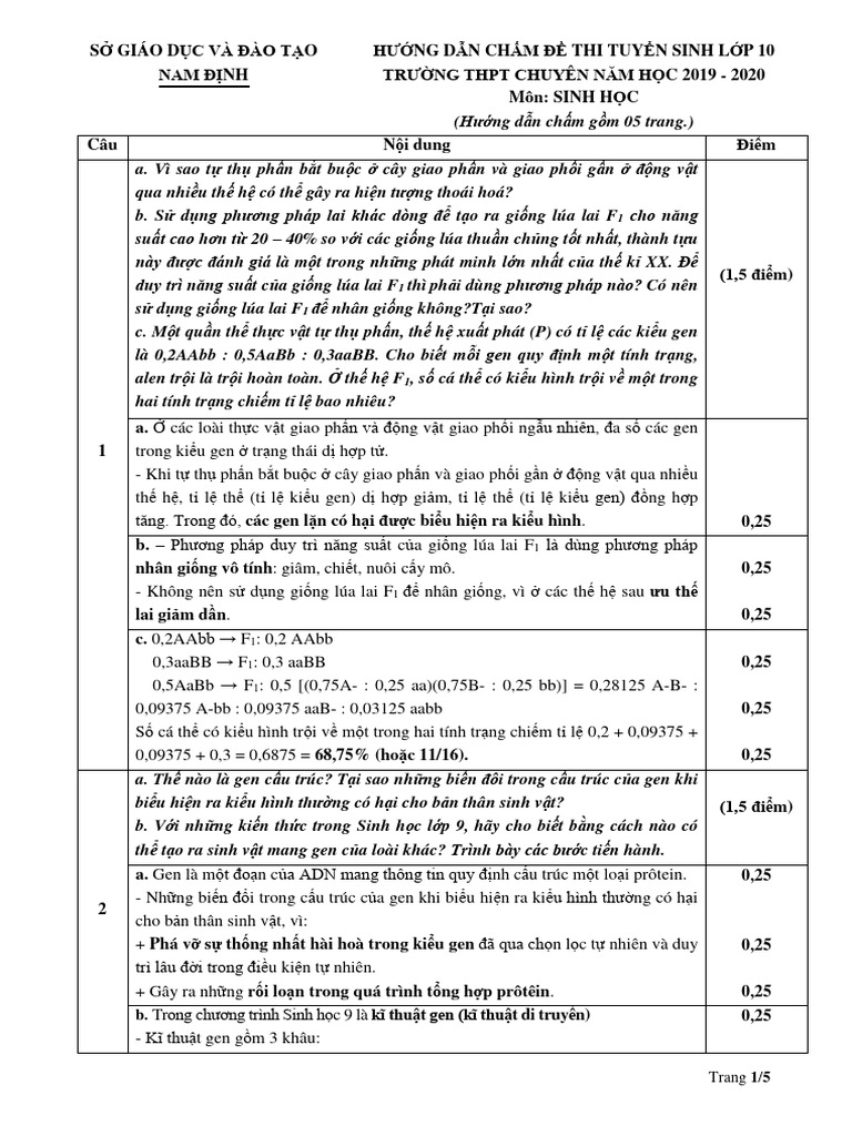 2019 - Sinh Chuyen - HDC | PDF