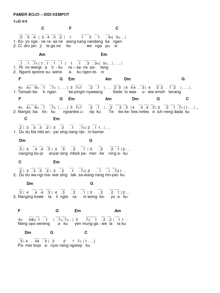 Didi Kempot - Pamer Bojo | PDF