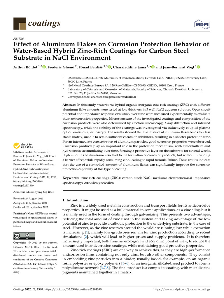Effect of Aluminum Flakes On Corrosion Protection Behavior of Zinc Rich ...