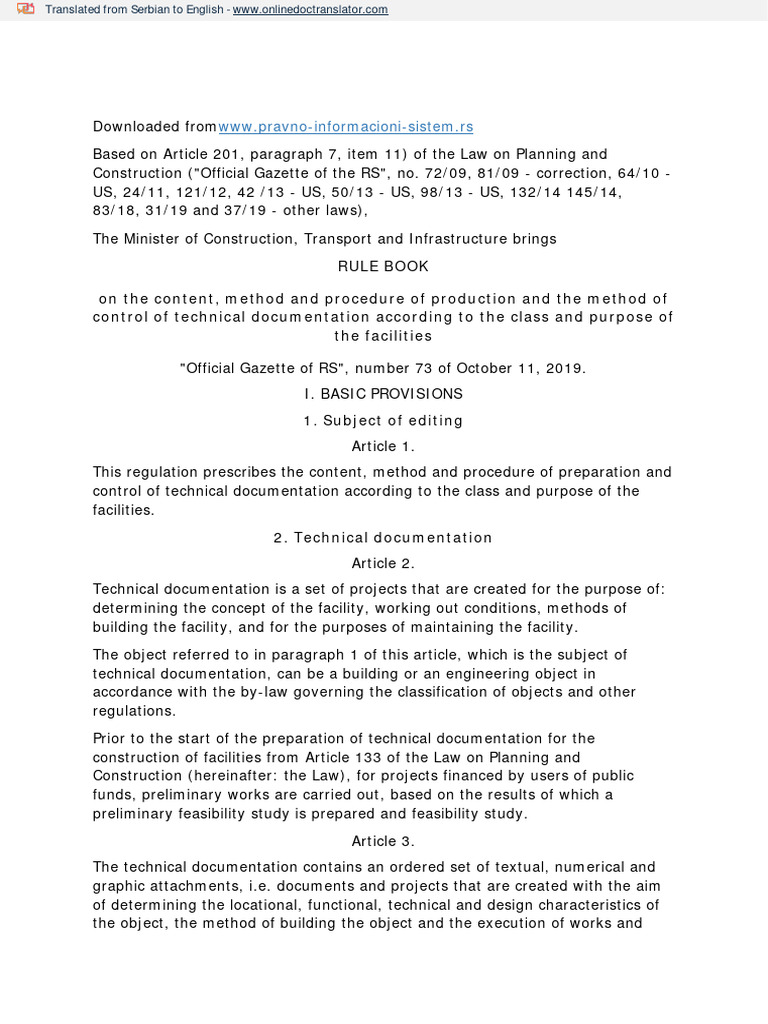 Rulebook on Technical Documentation Standards | PDF | Regulatory ...