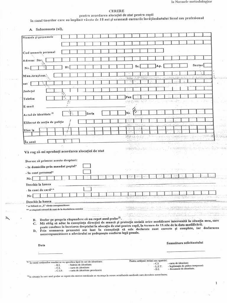Cerere Alocatie 18 Ani | PDF
