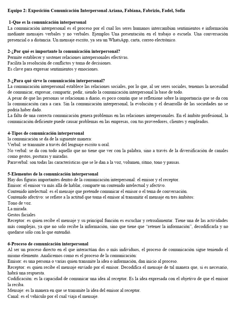 Comunicacion Interpersonal | PDF | Comunicación | Comunicación ...