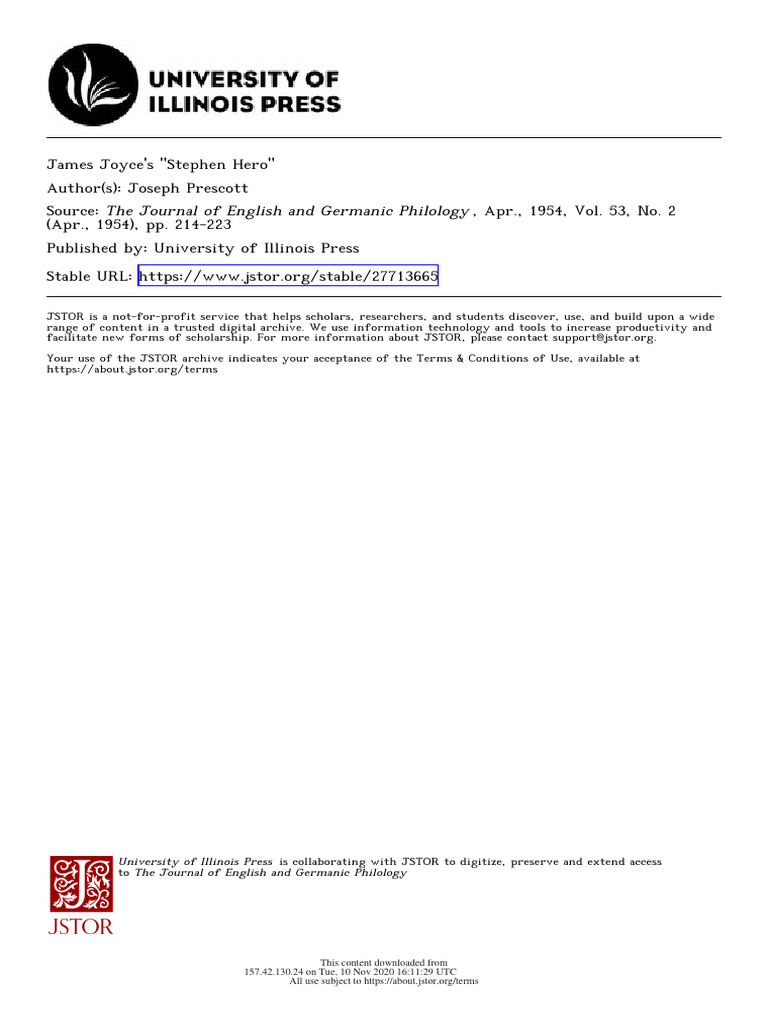 Analyzing Joyce's Stephen Hero | PDF | Ulysses (Novel) | James Joyce