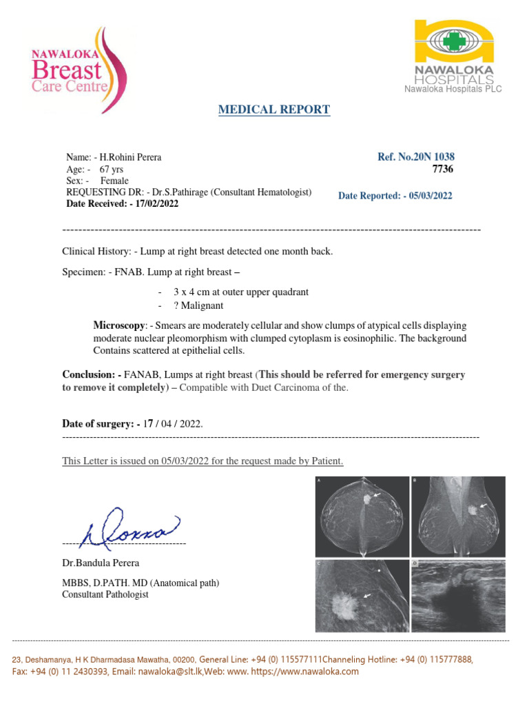 CYTOLOGY REPORT of Rasanjalee Wasana Bandara From Australia | Download ...