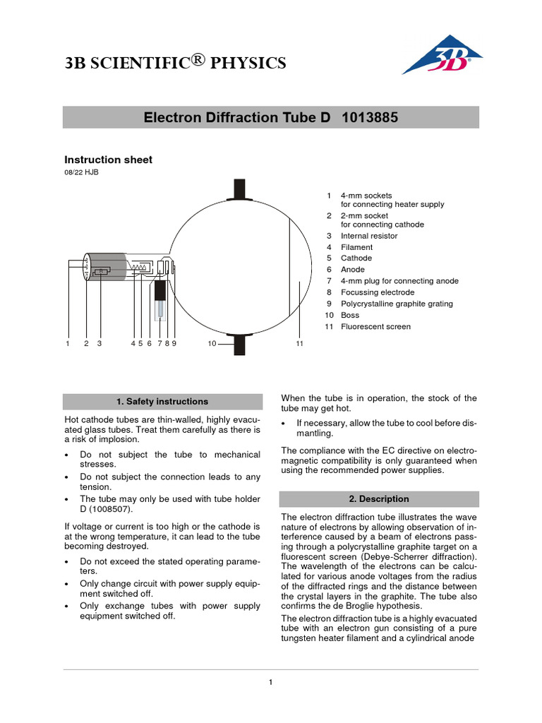 3B Scientific® Physics: Electron Diffraction Tube D 1013885 | PDF ...