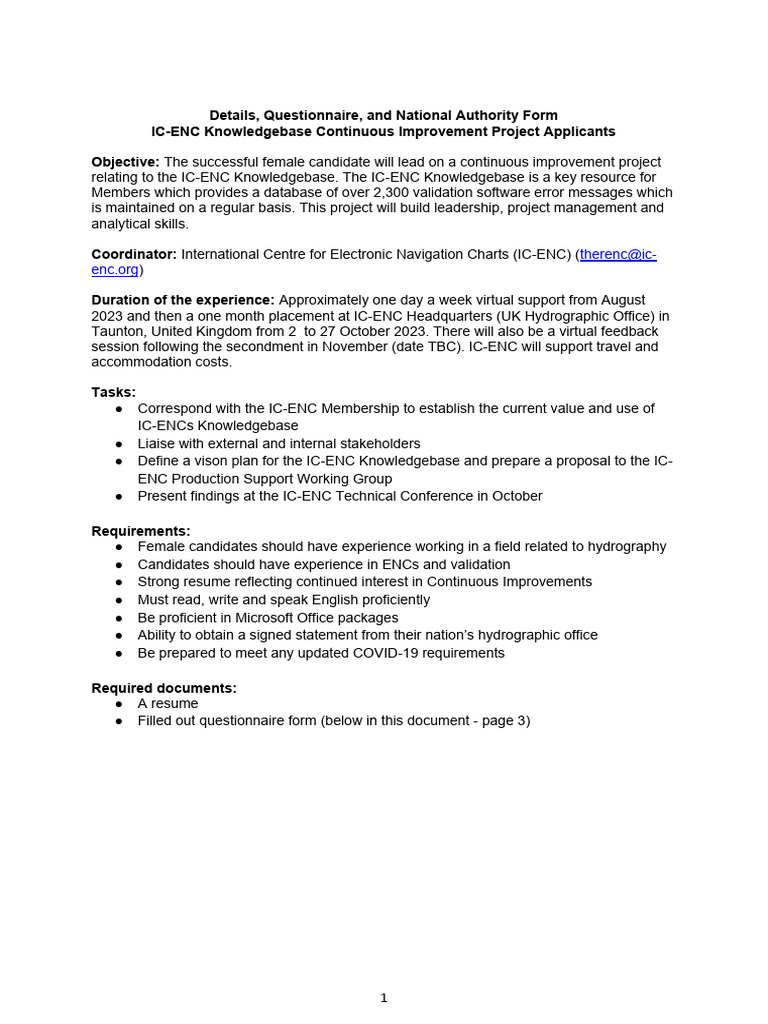 IC_ENC Knowledgebase Details and Questionnaire_IHO | PDF | Hydrography ...