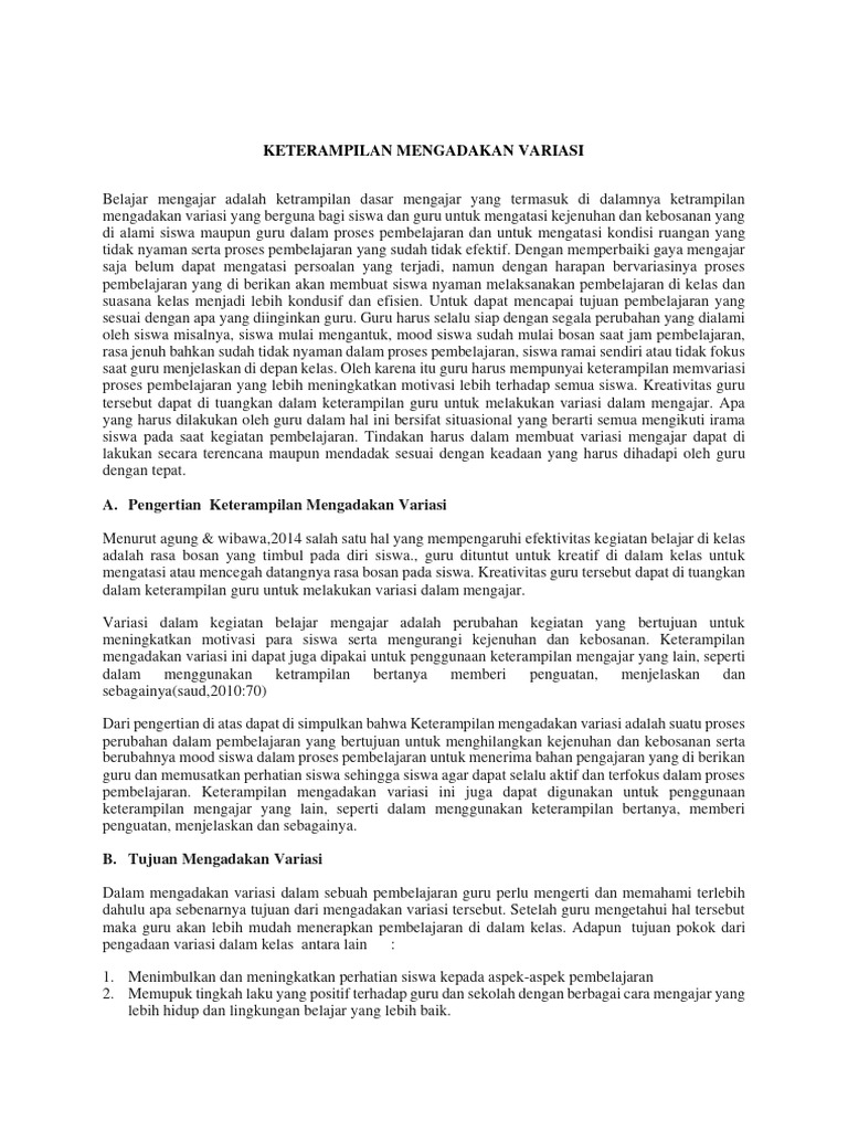 Keterampilan Mengadakan Variasi | PDF