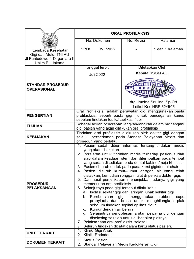 1. Protap oral Profilaksis | PDF