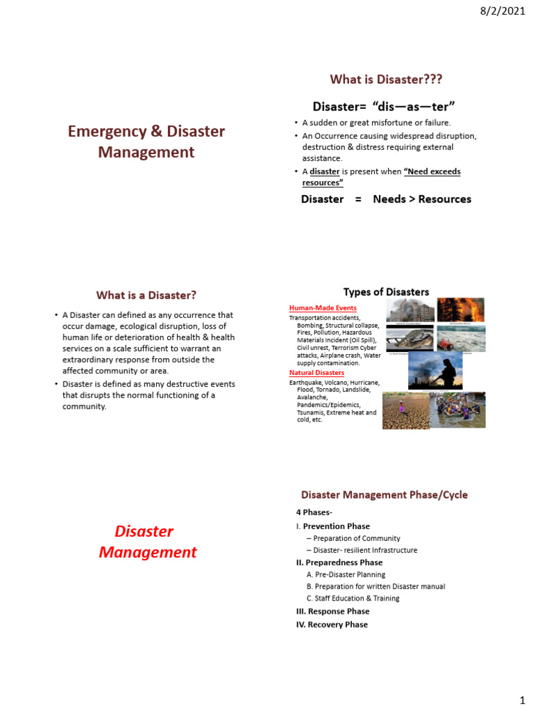 Emergency & Disaster Management (Handouts) | PDF | Natural Disasters ...