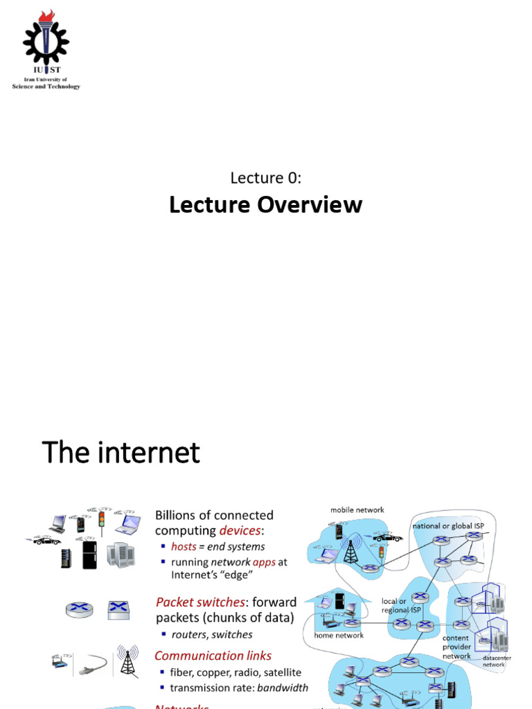 0) Lecture Overview | PDF | Computer Network | Internet Protocol Suite 0) Lecture Overview | PDF | Computer Network | Internet Protocol Suite