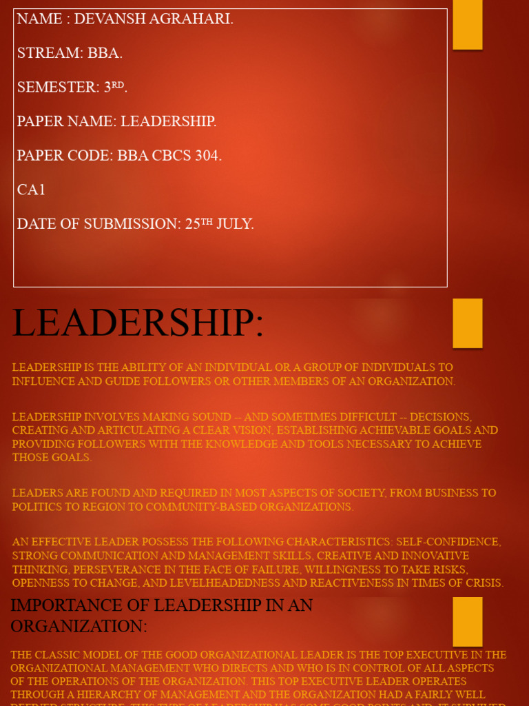 Leadership Devansh | PDF | Leadership | Motivational
