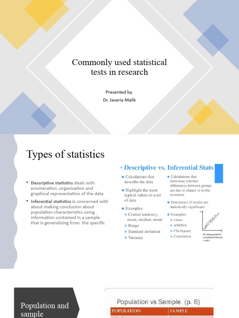 Common Statistical Tests in Research | PDF | Statistics | Sampling ...