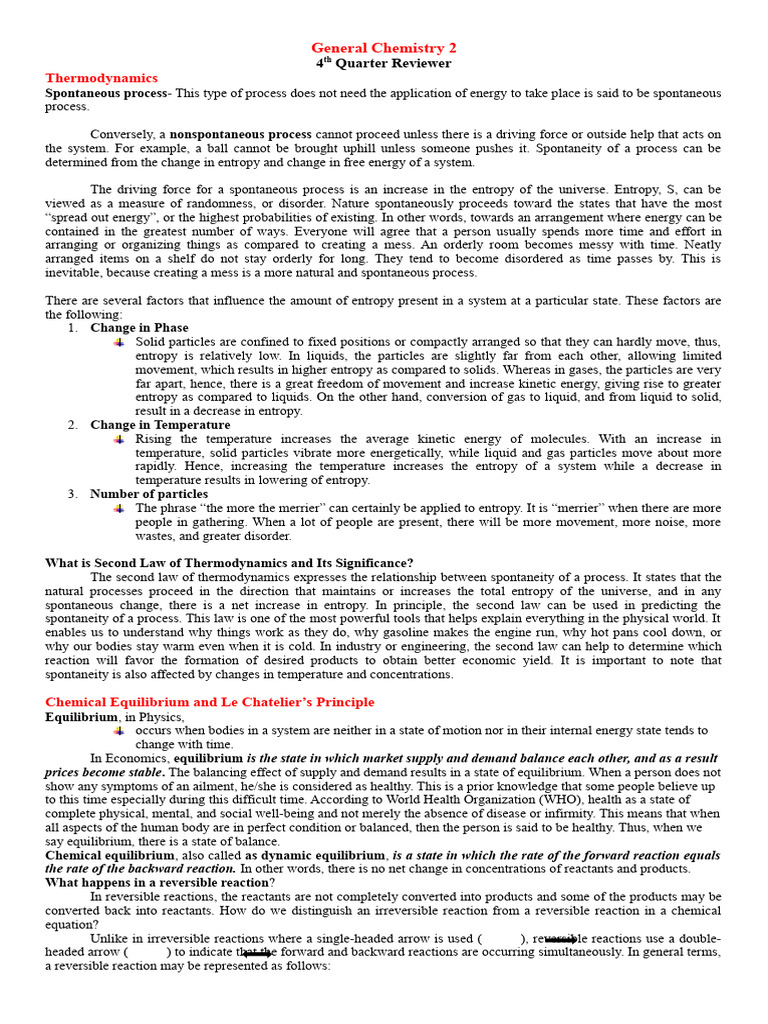 General Chemistry 2 Handout Reviewer | PDF | Electrochemistry | Ph