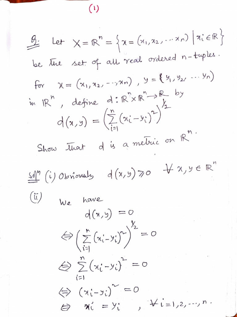 Metric Space 1 | PDF | Mathematical Analysis | Mathematical Concepts
