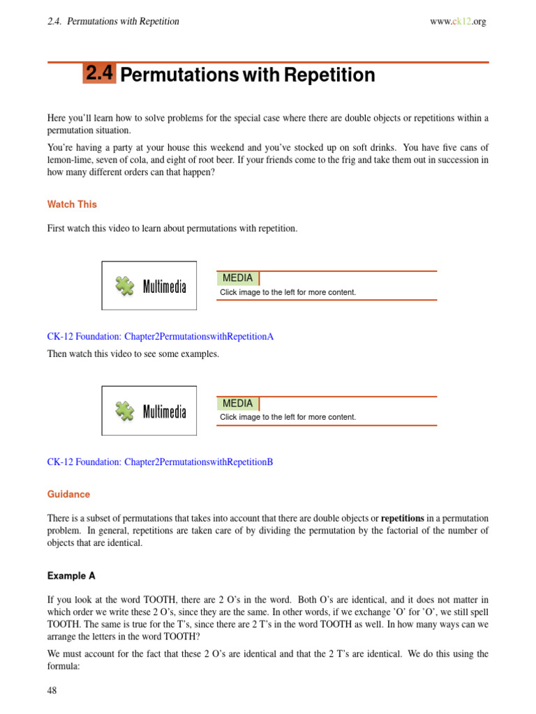 Permutations With Repetition: Watch This | PDF | Permutation | Mathematics