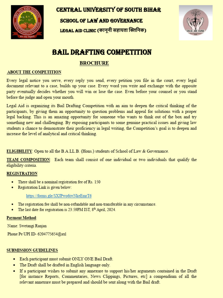 Brochure Bail Drafting Competition | Download Free PDF | Citation | Justice