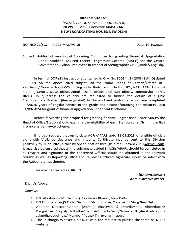 MACP Circular | Download Free PDF | Broadcasting | Public Broadcasting